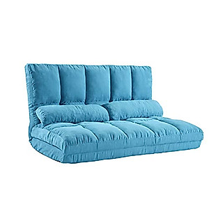 Sofa Floor Couch with Two Pillows, Adjustable Backrest, Adjusted to be Floor Sofa, Chaise Lounge or Sleepy Bed, Suitable for Almost Everywhere (Blue)