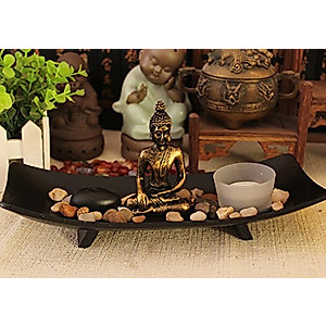 Tabletop Thai Buddha Zen Garden Rock Candle Holder Home Decor Relaxing Tranquility Gift