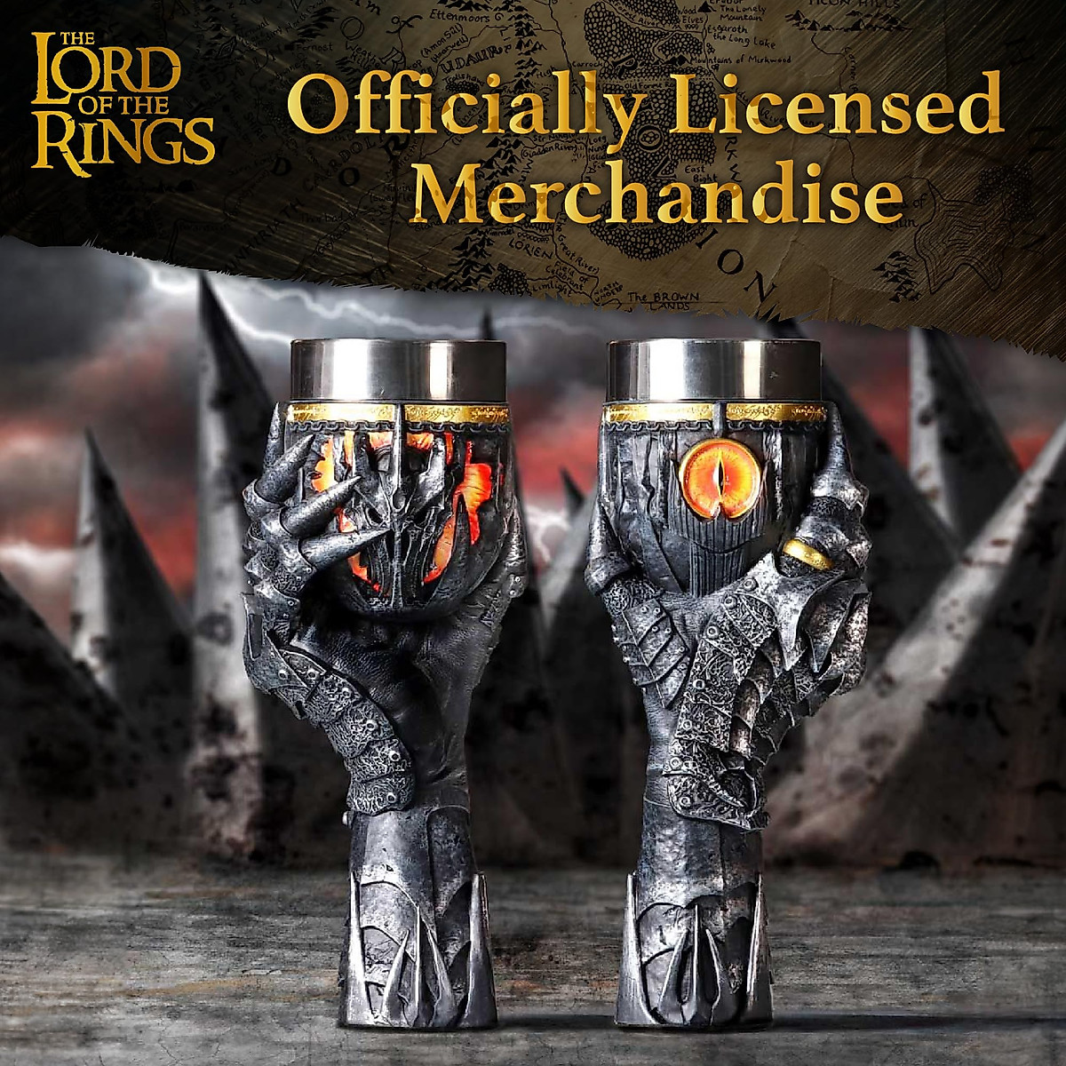Nemesis Now Lord of the Rings Goblet - Hand-Painted Themed Drinkware, Perfect Collectible for LOTR Fans and Enthusiasts - Sauron