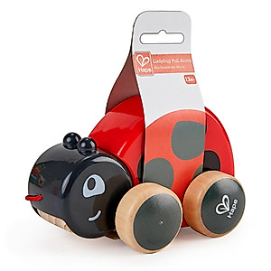 Hape Ladybug Pull-Along | Easy Pull Flapping Wooden Toddler Toy, Multi-Color