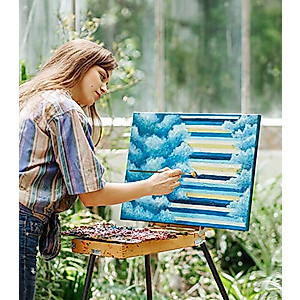 Artist Fan Paint Brushes Set 9pcs - Soft Anti-Shedding Nylon Hair Wood Long Handle Paint Brush Set for Acrylic Watercolor Oil Gouche Painting