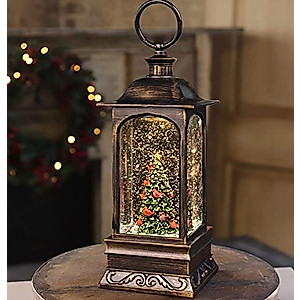 10'' Lighted Christmas Tree Cardinals Music Snow Globe Water Lantern with Swirling Glitter Decoration for Christmas Home, Living Room, Battery Operated or USB Powered