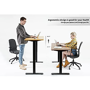 FEZIBO Crank Adjustable Height Standing Desk, 48 x 24 Inches Manual Stand up Desk, Sit Stand Desk with Handle, Home Office Desk with Black Top and Black Frame