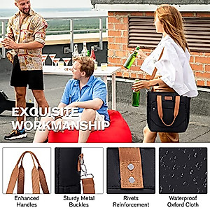 Fresh-flash Lunch Bag for Women Men Work, Large Insulated Lunch box, Leakproof Lunch Tote Bag Reusable Lunch Cooler with Removable Shoulder Strap, Side Pockets for Adults Picnic Camping-Black