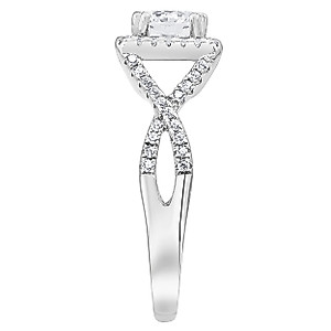 La4ve Diamonds Beyond Brilliance Square Frame 2.50 Carat Round Cubic Zirconia Halo Engagement Ring Sterling Silver | Fashion Jewelry for Women | Gift Box Included (Size 6)