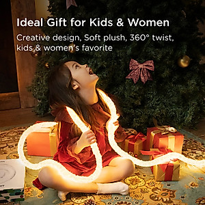 CECOCECO LED Night Light Rope Strip Neon Lights for Kids Bedroom 10ft Warm White Battery Adapter 12V Cute Portable Touch Decorations Plush 320 LEDs DIY Gifts for Women Girls Indoor Party Christmas