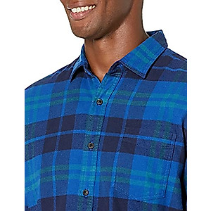 Amazon Essentials Men's Long-Sleeve Flannel Shirt (Available in Big & Tall), Black Blue Plaid, XX-Large