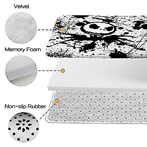 Cartoon Halloween Ghost Graffiti Bathroom Rugs and Mats Sets 3 Piece, Memory Foam Bath Mat, U-Shaped Contour Shower Mat Non Slip Absorbent, Velvet Toilet Lid Cover Washable