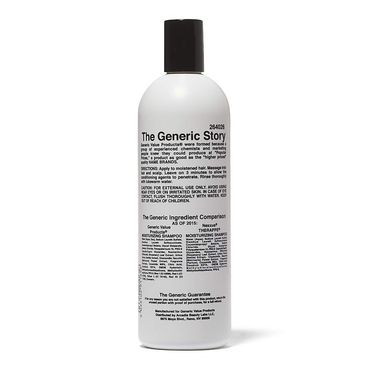 Generic Value Products Moisturizing Shampoo, Protects hair from the Sun, Restores and Maintains Moisture, Nourishing, Contains Natural Repairing Herbs, 16 Oz