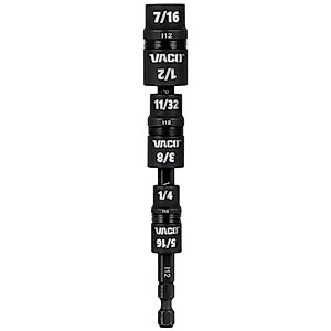 VACO VAC1070 Impact Driver, 7-in-1 SAE Multi-Bit Impact Flip Socket with Handle, 6 Easy-to-Identify Hex Driver Sizes and 1/4-Inch Bit Holder