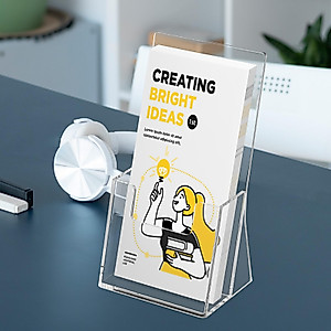 MaxGear Acrylic Brochure Holder 4 inch, Plastic Brochure Holders Clear Countertop Acrylic Literature Holder Flyer Trifold Holder Plastic Display Stand For Pamphlet, Booklet, Magazine, Menu, 2 Pack