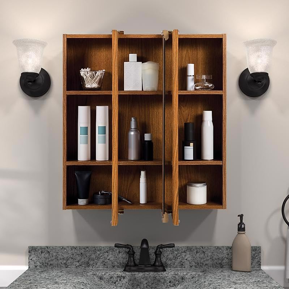Zenith Products 23-3/4" W X 25-5/8" H X 4-1/2" D 24" Oak Frame Triview Medicine Cabinet MDF Body