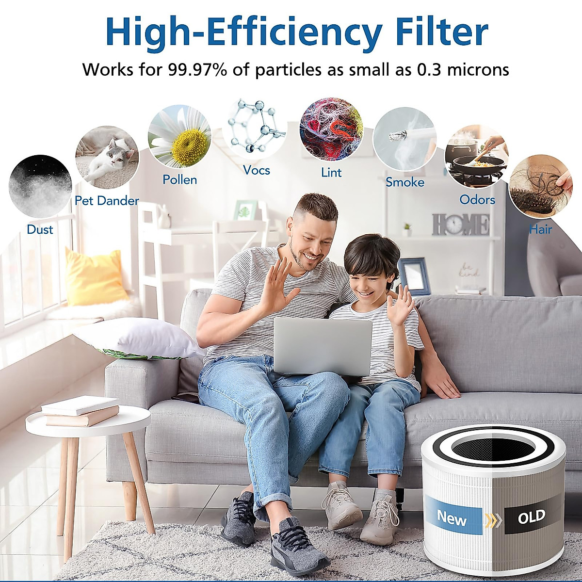 2 Pack 14 True HEPA Replacement Filter Compatible with 240 Air Purifier, 3-in-1 True HEPA Filter Replacement with HP-14 Activated Carbon Filter
