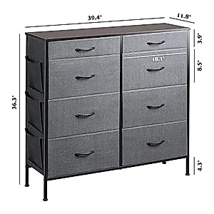 WLIVE 2-Drawer Nightstand, 5-Drawer Dresser and 8-Drawer Dresser Set, Fabric Storage Tower for Bedroom, Hallway, Nursery, Closets, Tall Chest Organizer Unit with Textured Print Fabric Bins, Steel Fram