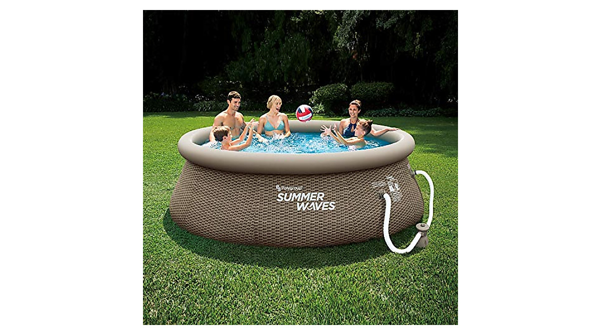 Summer Waves 8 Foot x 30 Inch Quick Set Above Ground Inflatable Outdoor ...