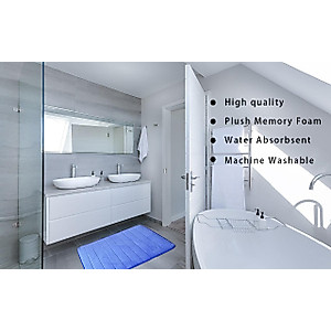 iMaylex Soft Memory Foam Bath Rug, Absorbent Luxury Bath Rug Mat, Quick Dry Bath Mat for Front Floor of Bathtub, Shower Floor and Toilet, Royal Blue, 24" x 16"