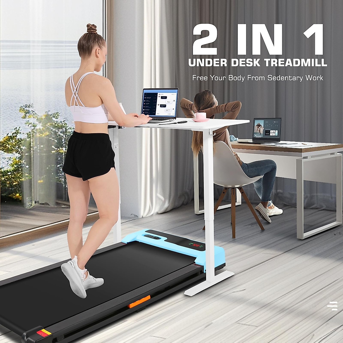 ANCHEER Walking Pad Treadmill Under Desk, 2 in 1 Portable Treadmill, Walking pad Treadmill 2.5 HP for Home/Office, 300+ lb Capacity, LED Screen and Remote Control, Dual Shock Absorption