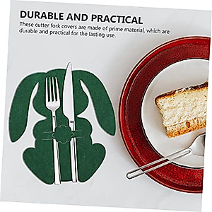 DOITOOL 12pcs Rabbit Tableware Set Silverware Pouches Burlap Cutlery Fork Bag Easter Fork Holder Bunny Cutlery Holder Easter Silverware Holder Easter Rabbit Non-woven Fabric Sleeve Desktop