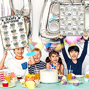 2 Pieces Happy Birthday Poster Chart, Eucalyptus Happy Birthday Bulletin Decorations for Classroom, Birthday Calendar Poster, Succulent Birthday Bulletin Board for Class, School, Office, 17 x 22 inch