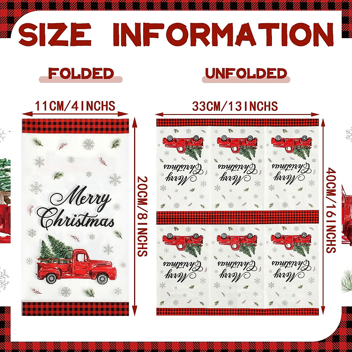 Geyoga 200 Pcs Guest Napkins 2 Ply Bathroom Paper Napkins Disposable Hand Towels for Christmas Xmas Thanksgiving Party Supplies Dinners Kitchen Decor(Christmas Truck)