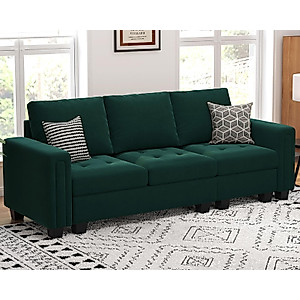 Belffin Velvet Modular Sofa Couch 3 Seater Sofa Couch for Living Room Green