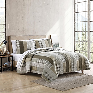 Eddie Bauer - Queen Quilt Set, Cotton Reversible Bedding with Matching Shams, Home Decor for All Seasons (Fairview Sand, Queen)