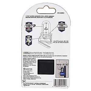 BRINKS - 40mm Laminated Steel Weather Resistant Padlock with 2” Shackle - Vinyl Wrapped and Chrome Plated with Hardened Steel Shackle, 172-42051, Black