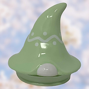 RAE Dunn Green Garden Mint Scented Candle "Hello Spring" Spelled with Rae Dunn Style Using LL Font - Super Cute Gnome Hat Lid - Add This Candle to Your Rae Dunn Collection and Home Kitchen Décor