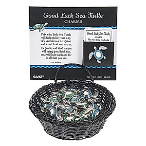 Ganz Good Luck Sea Turtles Charms in a Basket, 1 1/2" W. x 1 1/8" H, Multicolor
