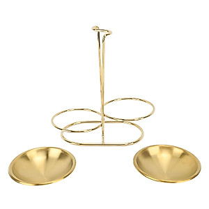 Stainless Steel Soup Ladle Holder, Upright Spoon Ladle Rest Kitchen Countertop Utensils Rack for Hotpot Restautant Buffet Fast Food Restautant Kitchen Decor Tool (Golden with 2