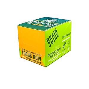 BrainJuice Brain Booster Shot, Original Peach Mango | Brain Support Supplement with Alpha GPC, B5, B6, B12 | Improved Energy, Memory, Focus, Clarity, & Mood | Gluten-Free, Non-GMO | 2.5 fl oz, 12 Pack