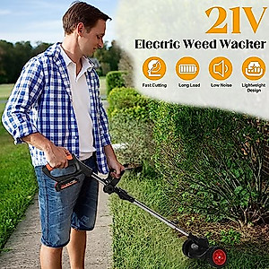 Weed Wacker, 21V Ohey Electric Cordless Weed Eater with 2Pcs 2.0AH Battery Powered, 4-in-1 Lightweight Portable Brush Cutter with Adjustable Length and Cutting Angle for Lawn, Yard, Garden