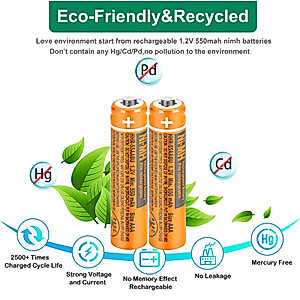 CIEEDE HHR-55AAABU NI-MH AAA Rechargeable Battery for Panasonic 1.2V 550mah 8Pack NiMH AAA Batteries for Panasonic Cordless Phones, Electronics, Remote Controls