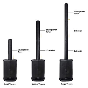 Sound Town Portable Line Array Column PA/DJ System with Sub Bass Module, TWS Bluetooth, Built-in 3-Channel Mixer, Carry Bag (CARPO-L1)
