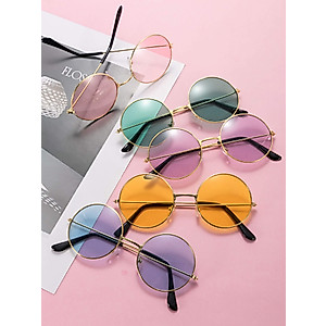Blulu 10 Pairs John Hippie Sunglasses Retro Round 60's Style Circle Sunglasses Eyewear for Men Women Costumes Parties Gifts(Gold Frame)