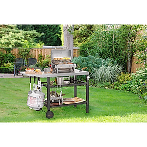 onlyfire Pizza Oven Table Cart for Ooni, Ninja Woodfire, Blackstone Griddle, Cuisinart Pizza Oven, Outdoor Stainless Steel Food Prep Table Movable Food Prep Cart Grill Stand with Storage Basket