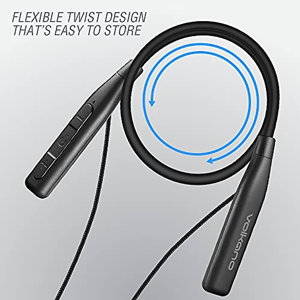 Volkano Wireless Sports Earphones w/Google Assistant/Siri, 8-HR Playtime Audífonos Inalámbricos, Flexible Neckband Bluetooth Earbuds, Compatible w/iPhone/Android, Hands-Free [Black] - Aeon+ Series