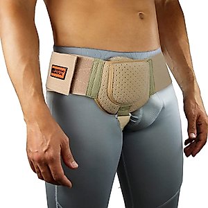 Everyday Medical Inguinal Hernia Support Belt for Men I Fits Left or Right Side I Post Surgery Men and Womens Hernia Support Truss for Inguinal, Groin Hernias I Adjustable Waist Strap I Beige | S/M