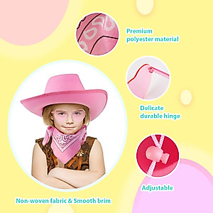 ZIYIME 4 Pcs Pink Cowgirl Hat for Women, Pink Cowboy Hat, Cowgirl Hat with 4 Hats 4 Bandanas 4 Pairs Glasses for Bachelorette Parties Cosplay Party