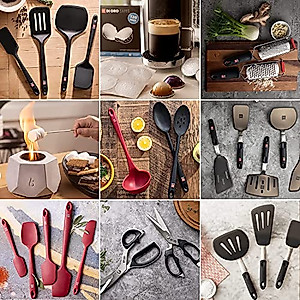 DI ORO Silicone Turner Spatula Set - Kitchen Spatulas for Nonstick Cookware - Flexible & Thin Cooking Turners for Flipping Pancakes & Eggs - 600°F Heat-Resistant & BPA Free - Dishwasher Safe (Black)