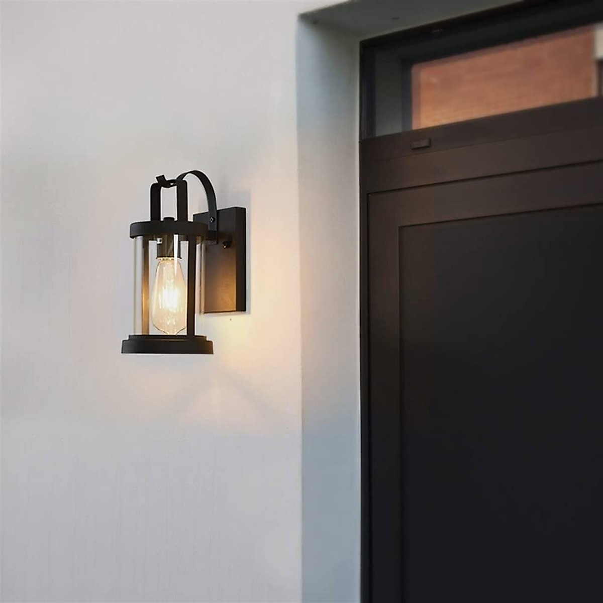 Zziyj Outdoor Waterproof Wall Sconce Exterior Wall Mount Rustic Farmhouse Wall Lanterns Black Porch Light with Clear Glass Shade for Home Patio Garden Garage Lighting