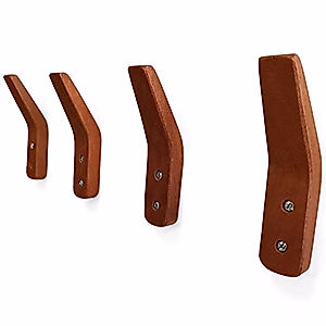 WRIGHTMART Wood Wall Coat Hook, Set of 4, Heavy Duty Hanger, Handmade of Mahogany, for Entryway, Hallway. Bathroom, Kitchen, Home Organizer for Towels, Hats, Cloths (Natural)