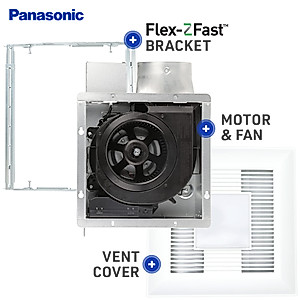 Panasonic FV-0510VSL1 WhisperValue DC Ventilation Fan - Energy-Saving Bathroom Fan with LED Light - 50-80-100 CFM