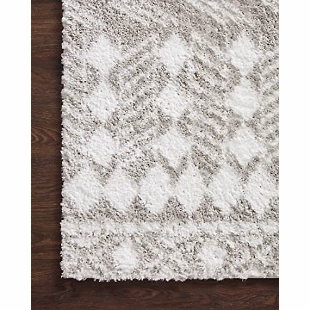 Loloi II Bliss Shag Grey/White 5'-3" x 7'-6" Area Rug