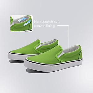 Low-Top Slip Ons Women's Fashion Sneakers Casual Canvas Sneakers for Women Comfortable Flats Breathable Padded Insole Slip on Sneakers Women Low Slip on Shoes (Light Green, Numeric_9)