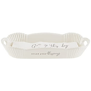 Mud Pie Blessings Bread Bowl and Towel Set, White, Small