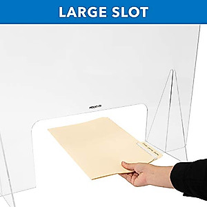 Mount-It! Acrylic Protective Sneeze Guard 31.5"x 23.6" x 9" | Clear Plexiglass Personal Protection Shield and Partition | with Opening Pass Through Window