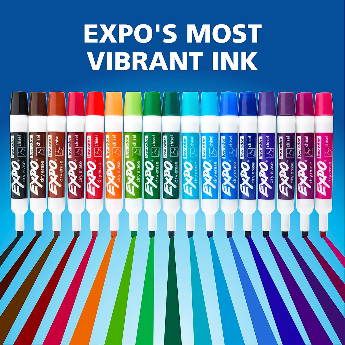 EXPO Low Odor Dry Erase Markers, Chisel Tip, Black, 12 Count