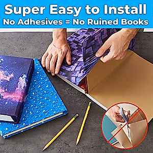 Jumbo, Stretchable Book Cover Neutral Color 4 Pack. Fits Most Hardcover Textbooks Up to 9" x 11". Adhesive-Free, Nylon Fabric Protectors are A Needed School Supply for Students. Washable and Reusable