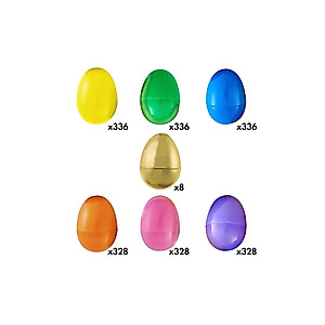 Party City Multi-Colored Fillable Plastic Easter Eggs with Hinge, 2,000 Bulk Count - Blue, Green, Orange, Pink, Purple, Yellow & Metallic Gold Colorful Eggs for Filling with Treats, Candy & Gifts